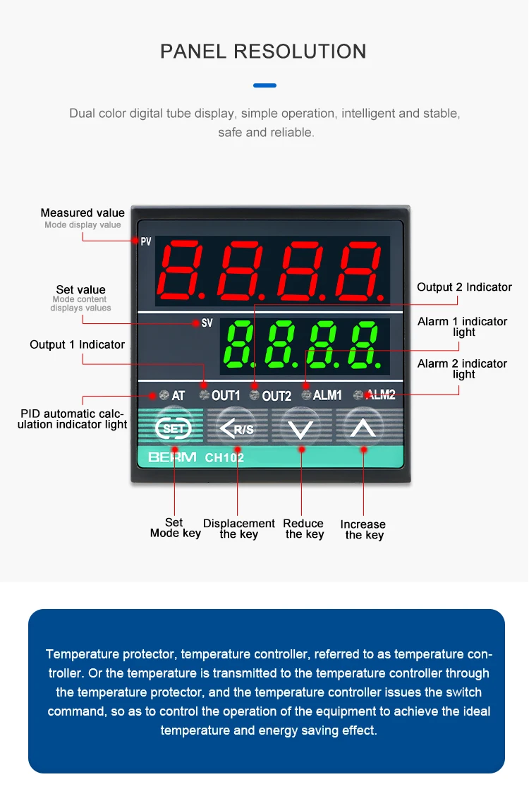 BERM CH102 Intelligent PID Temperature Controller - High Precision