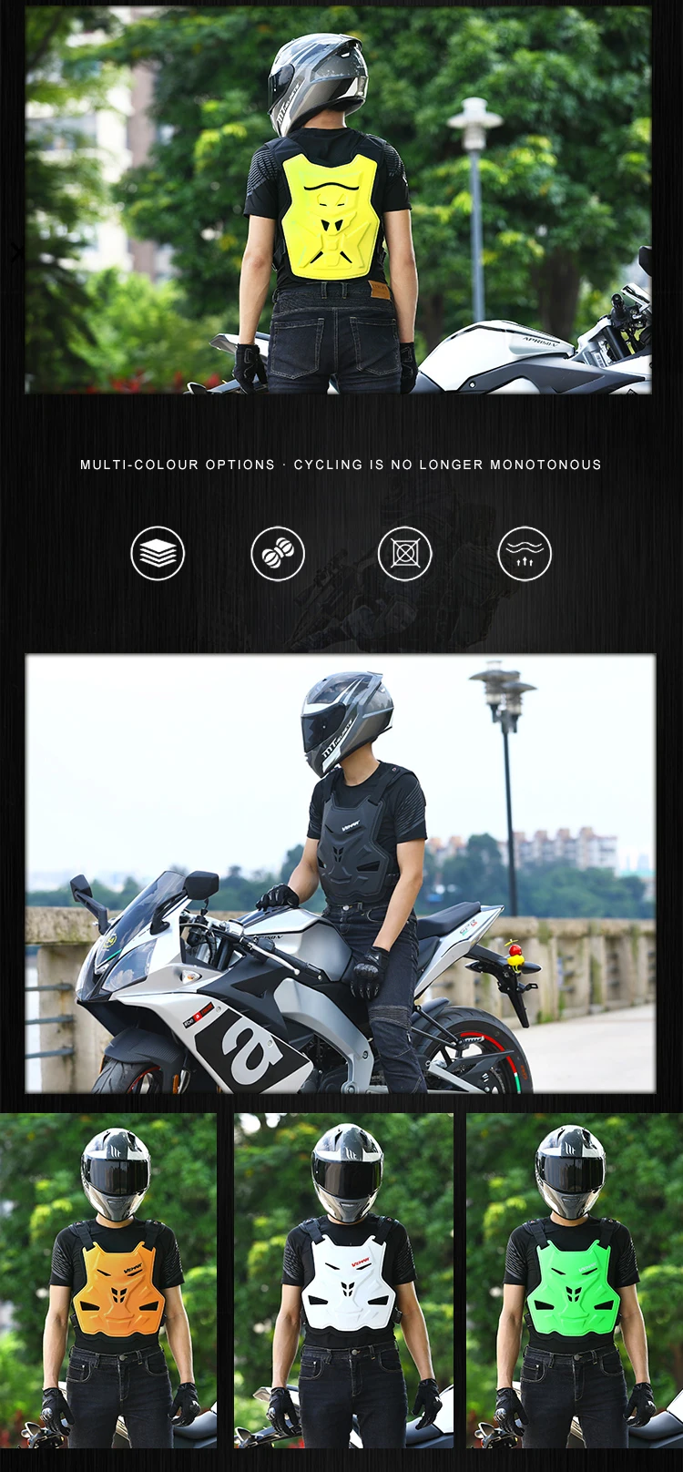 Vemar Motorcycle Armor Jacket Vest Motocross Vest Back Chest Protector ...