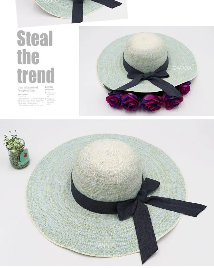 Ds Wholesale Elegant Dyed Wide Brim Ladies Accessories Beach Paper Hats ...