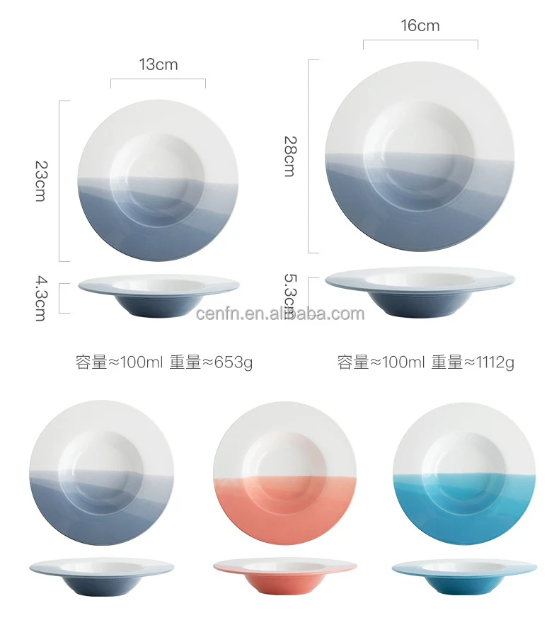 Two-color Gradient Porcelain Plate - Unique Design Ceramic