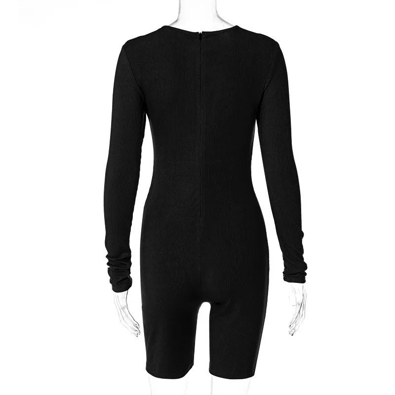 Sexy Gym Sleeveless Solid Color Bodycon One Piece Yoga Shorts Jumpsuits ...