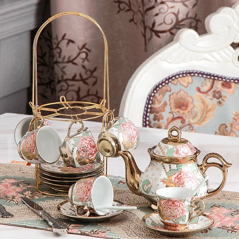 Luxury Flower Design Milk Ceramic Coffee Teapot And Porcelain Tea ...