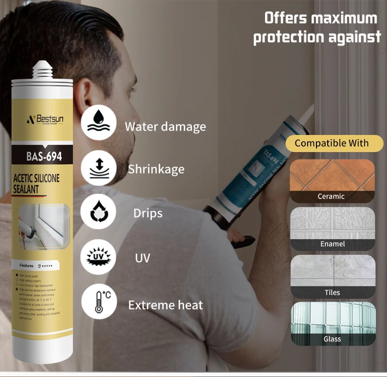 Caulking Silicone Sealant Acetic 300ml Weather Proof Rtv Silicone Acid ...