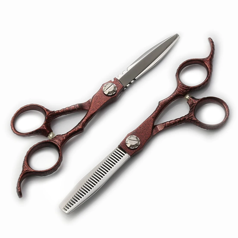 6 Inch Red Handle 440c Stainless Steel Scissors Barber Shop Scissors ...