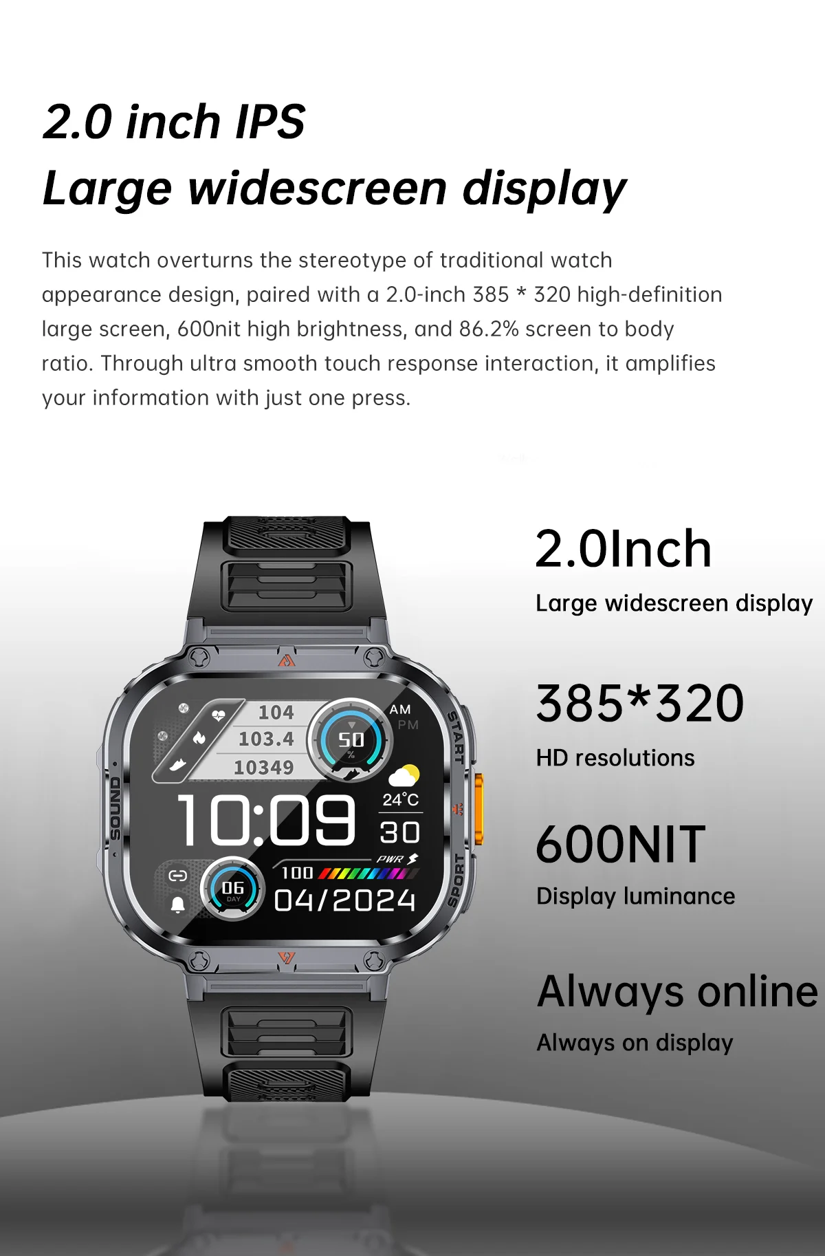 Curved Screen Smart Watch High Resolution Smartwatch 2 Inch Smart Watch ...