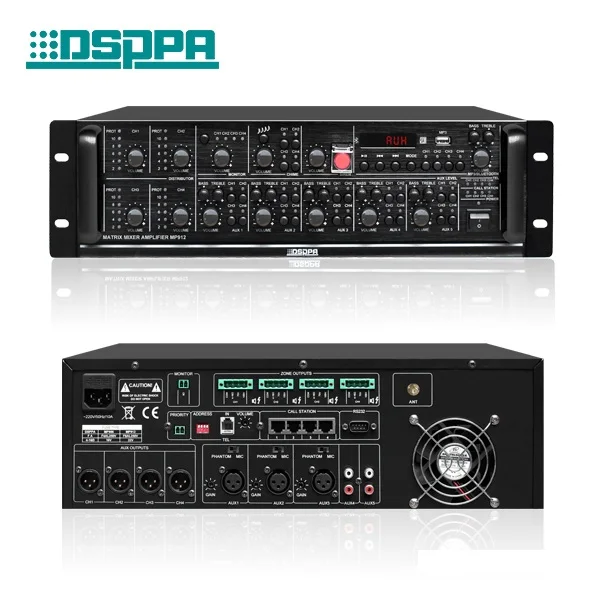 Public Address System Factory 4x4 BT Remote Paging Matrix Mixer Amplifier 4 channels power mixer ...