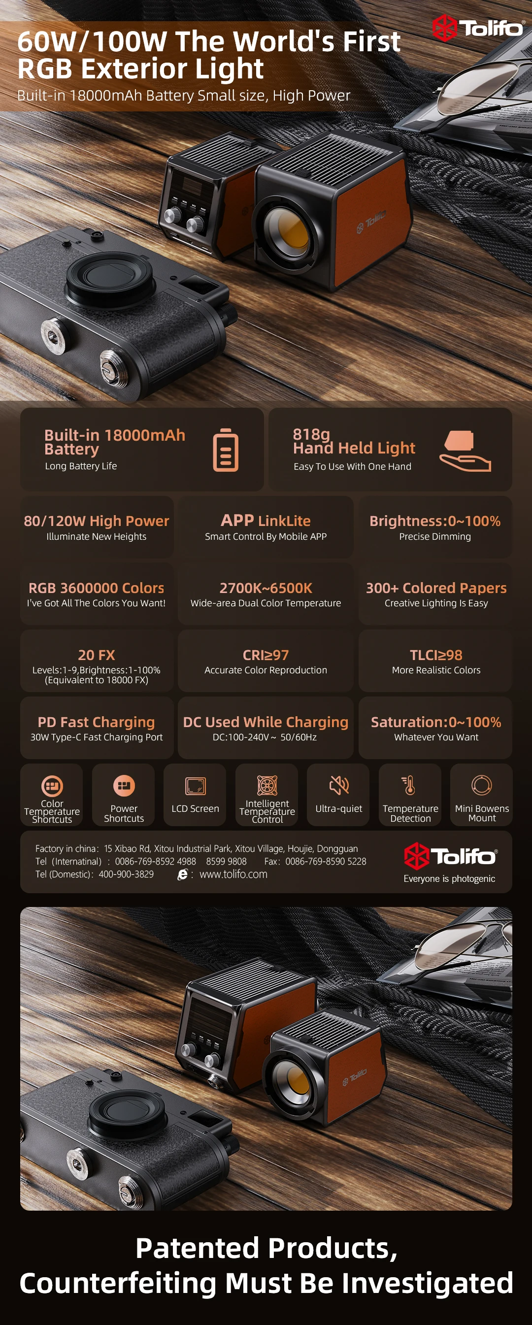 Tolifo Pl-100rgb 100w Rgb Led Video Light Portable Cob Continuous Lighting For Content Creator ...