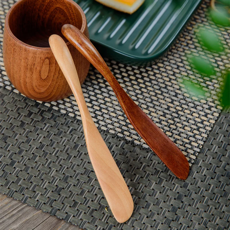 100% Natural Solid Wooden Butter Spatula Cream Cheese Jam Knife ...