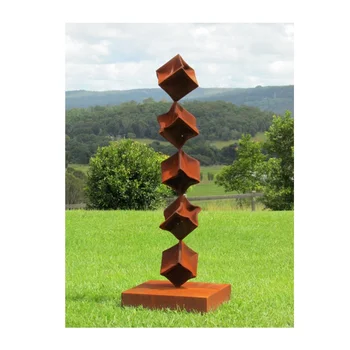 Large Rusted Cube Metal Corten Steel Garden Sculpture - Buy Rusted ...