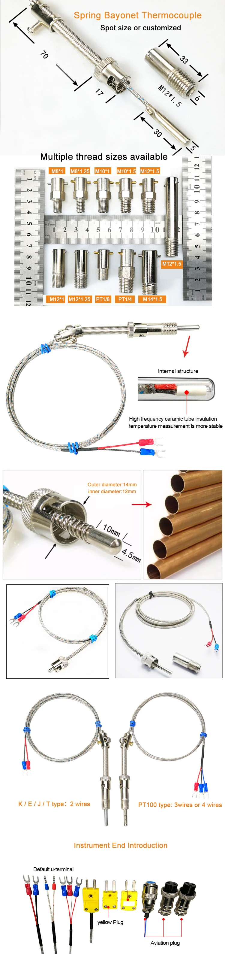 China Customized K Type Bayonet Spring Thermocouple Manufacturers ...