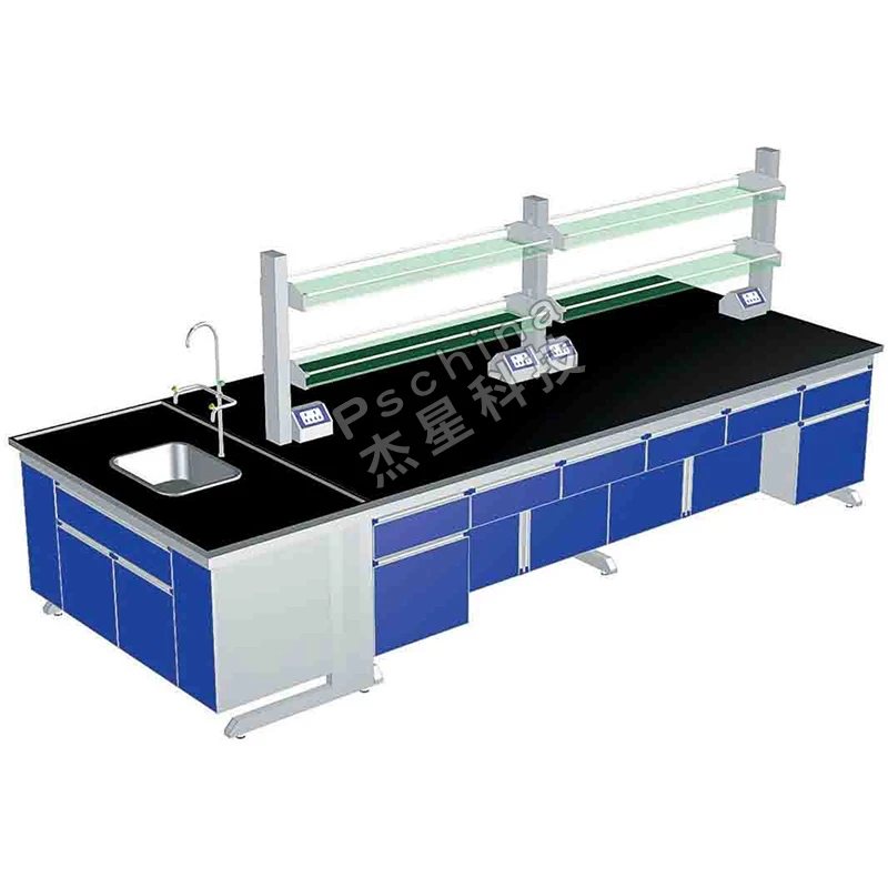 Laboratory Bench Steel & Wood Corner Equipment Bench Central Lab Work ...
