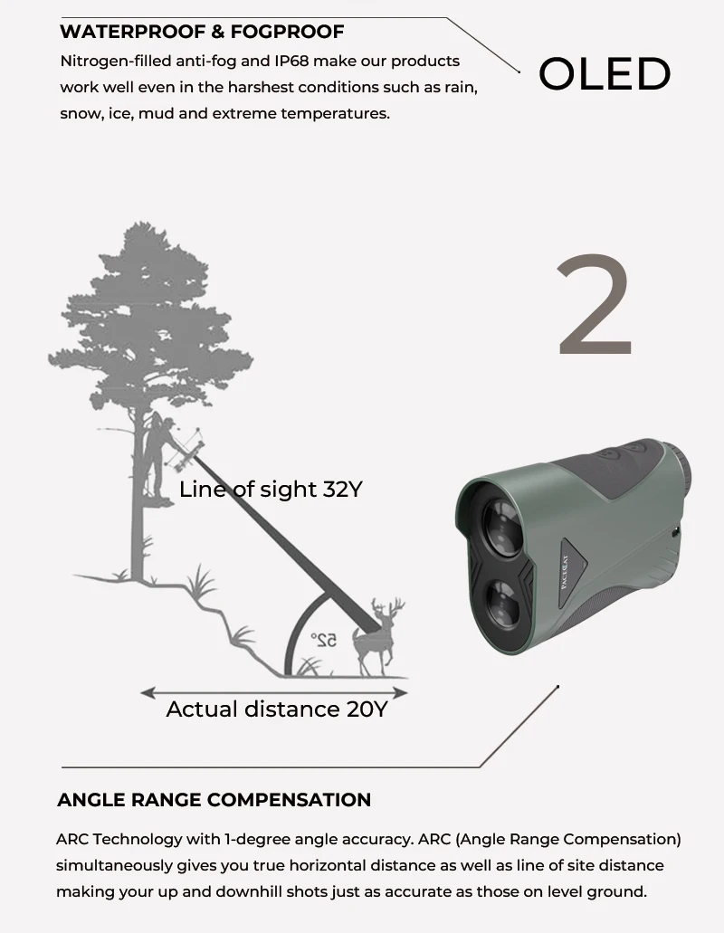 Oled Hunting Rangefinder 2000y Range Finder Long Distance Outdoor Laser ...