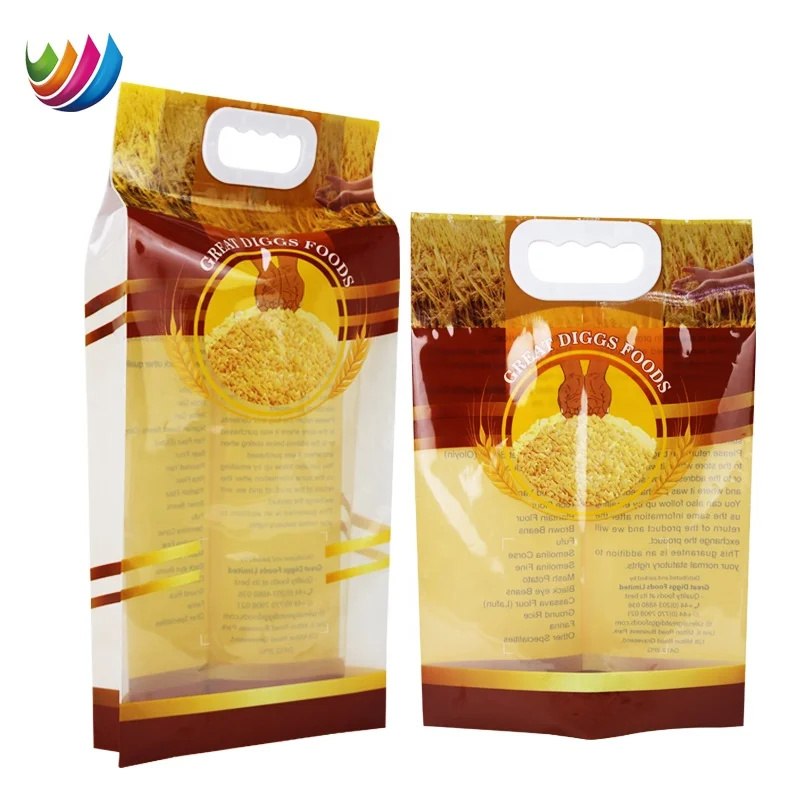 Custom Design 1Kg 2Kg 5Kg 10Kg Leakage Prevention clear Window Food Storage Rice Packaging Bag ...