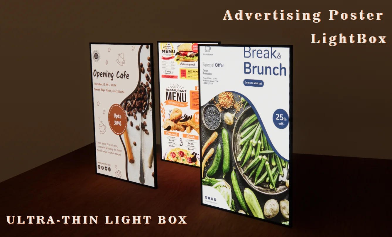 Advertising Display Lightbox Aluminum Profile Ultra Slim Poster Banner ...