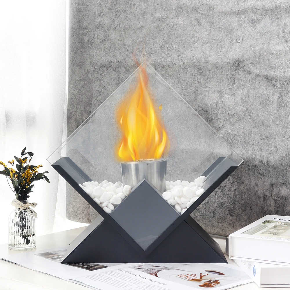Modern Big Tabletop Fireplace Dining Table Decorative Fireplace Two ...