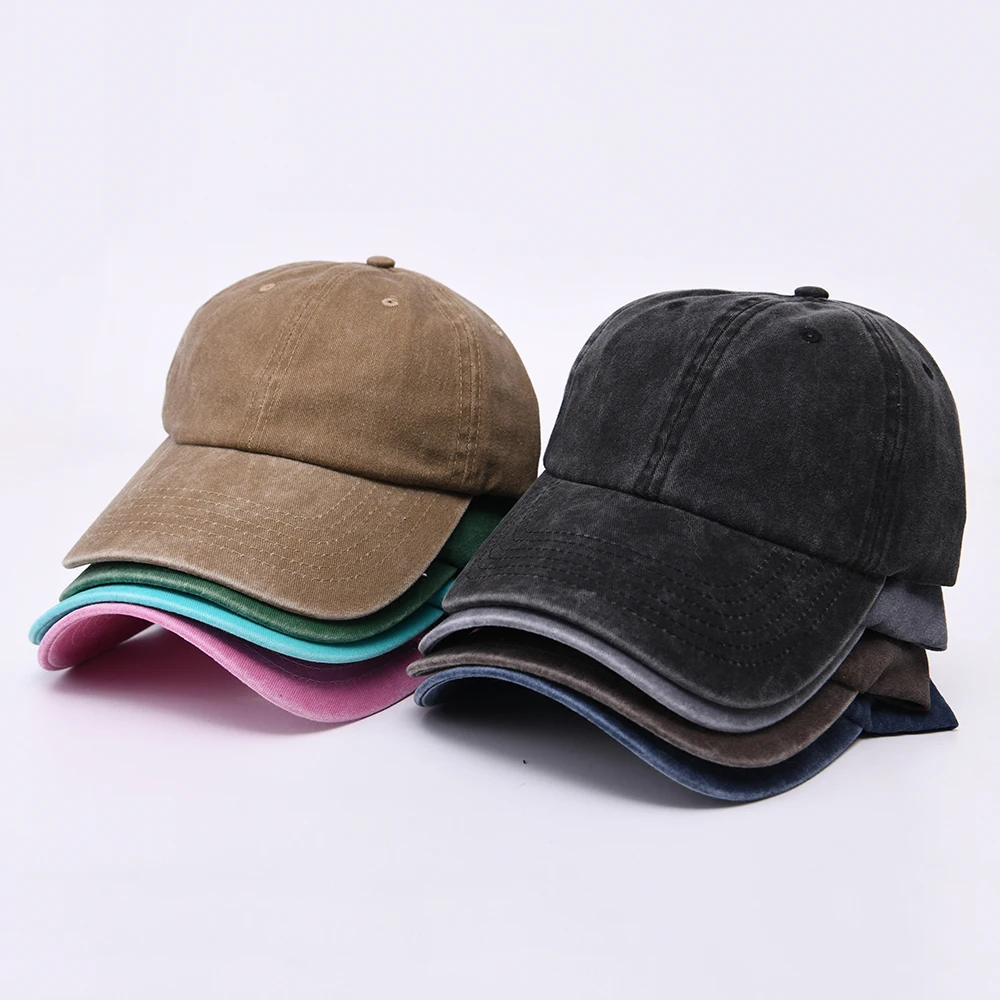 Unisex Adjustable Vintage Washed Dyed Cotton Denim Retro Dad Hat Summer ...