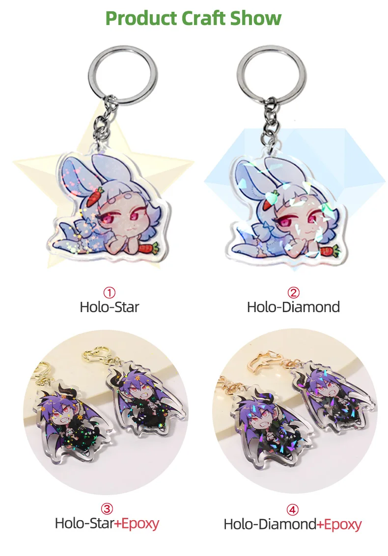Customizable Vograce Holographic Charms - Acrylic Keychains