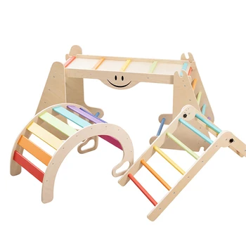 2312 Wooden Triangular Combination Rainbow Climbing Frame Pickler ...