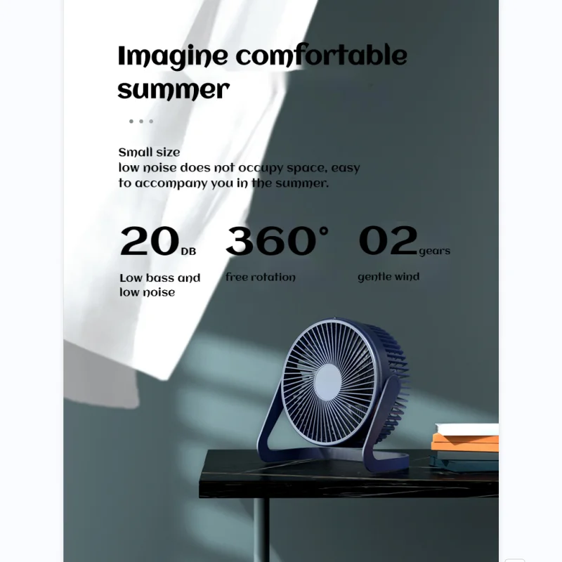 Usb Desk Fan Rotation Adjustment Portable Cooling Fan Ultra Quiet ...