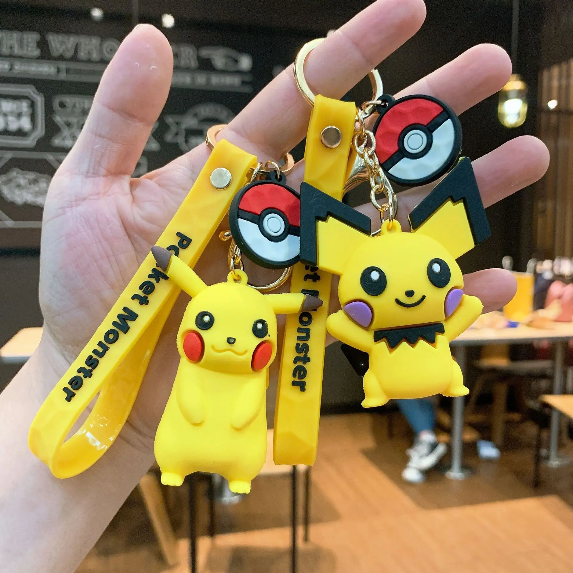 3d Pvc Kawaii Cute Cartoon Keyring Key Chain Ring Pika Chu Character ...