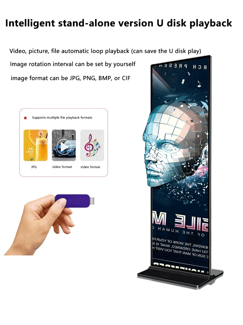 70/75/80/86 Inch Full Screen Digital Signage And Display Floor Standing ...