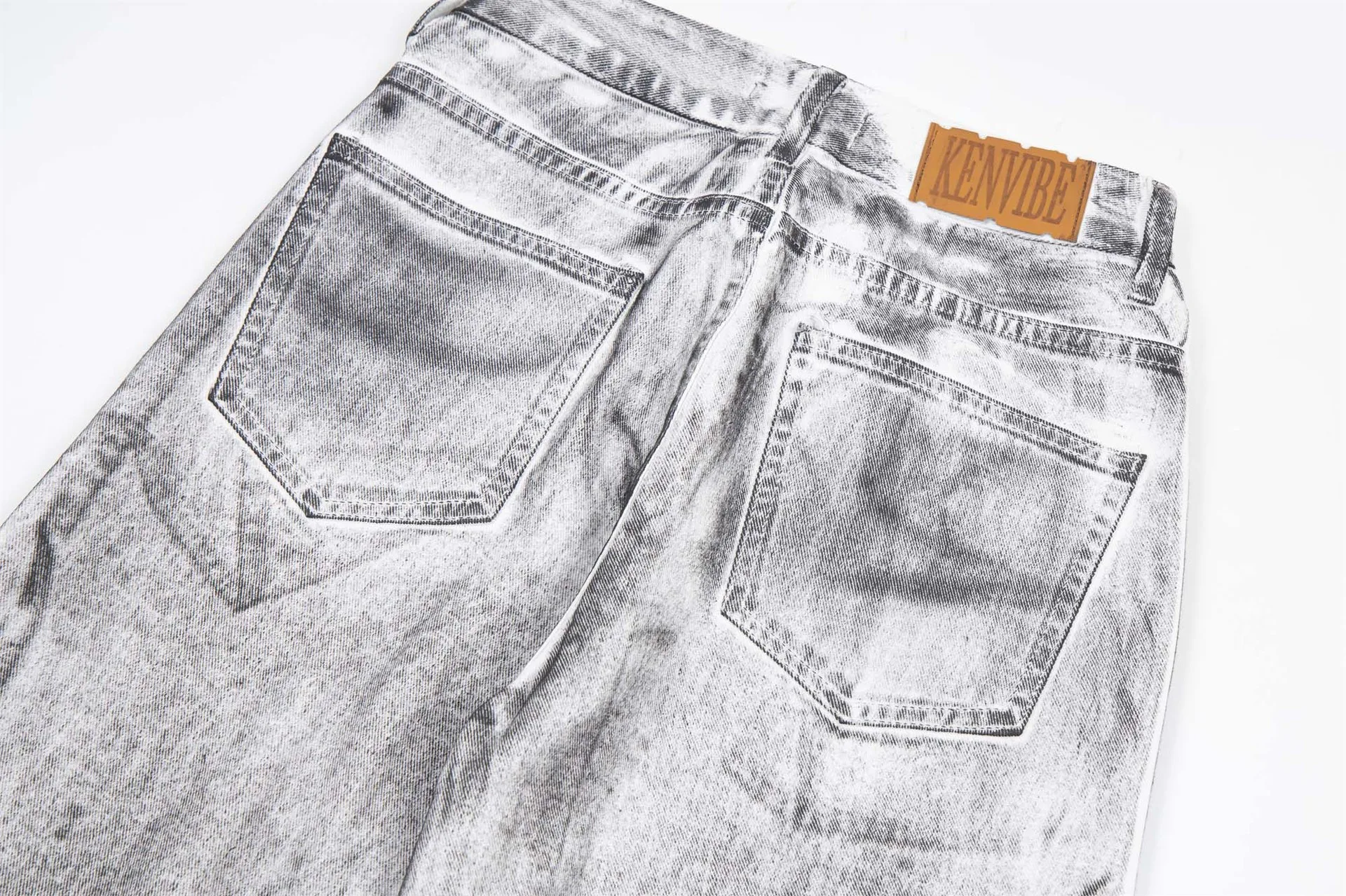 Custom Denim Factory Distress Dirty Print Wax Coated Denim Jeans Men ...