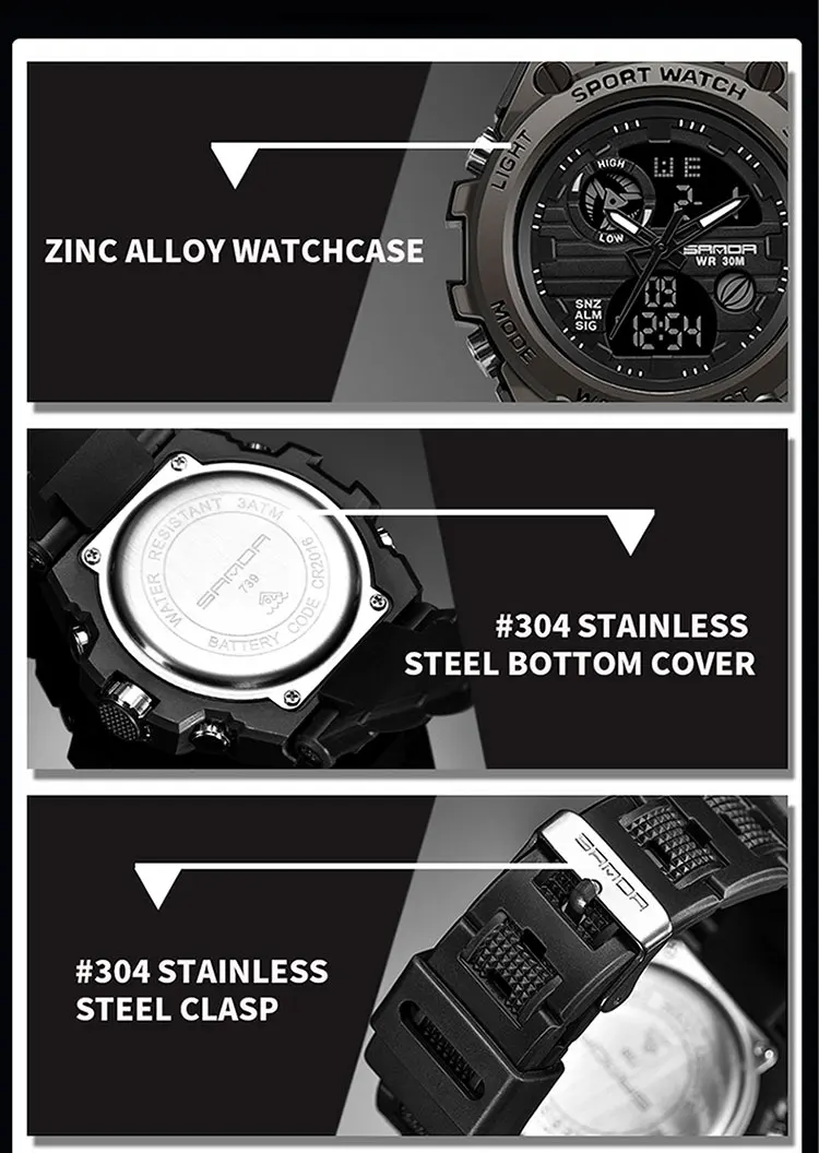 New Sanda 739 Sports Men's Watches Top Brand Luxury Quartz Digital ...