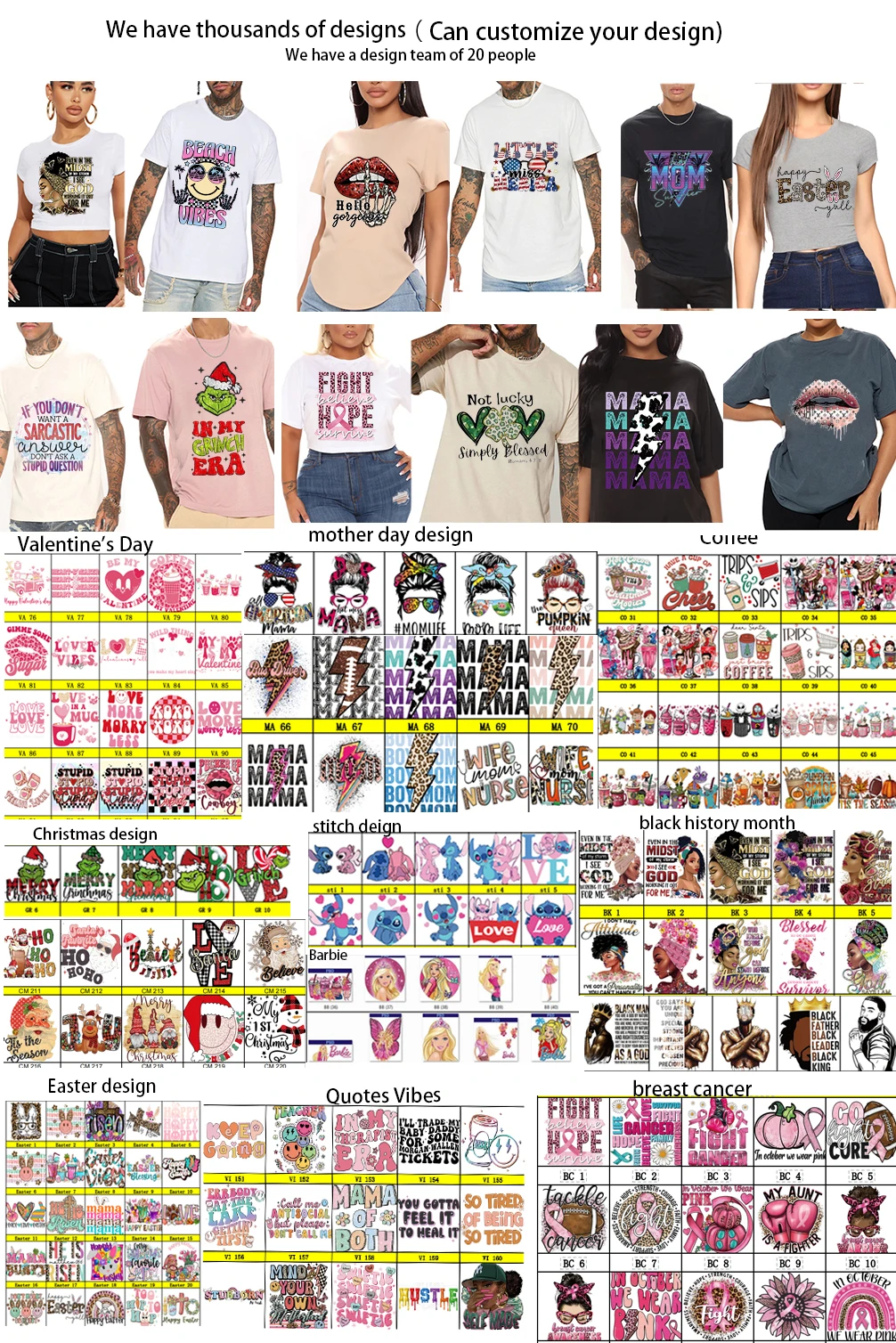 Wholesale Custom Dtf Printable Designs Press Sticker Logo Plastisol ...