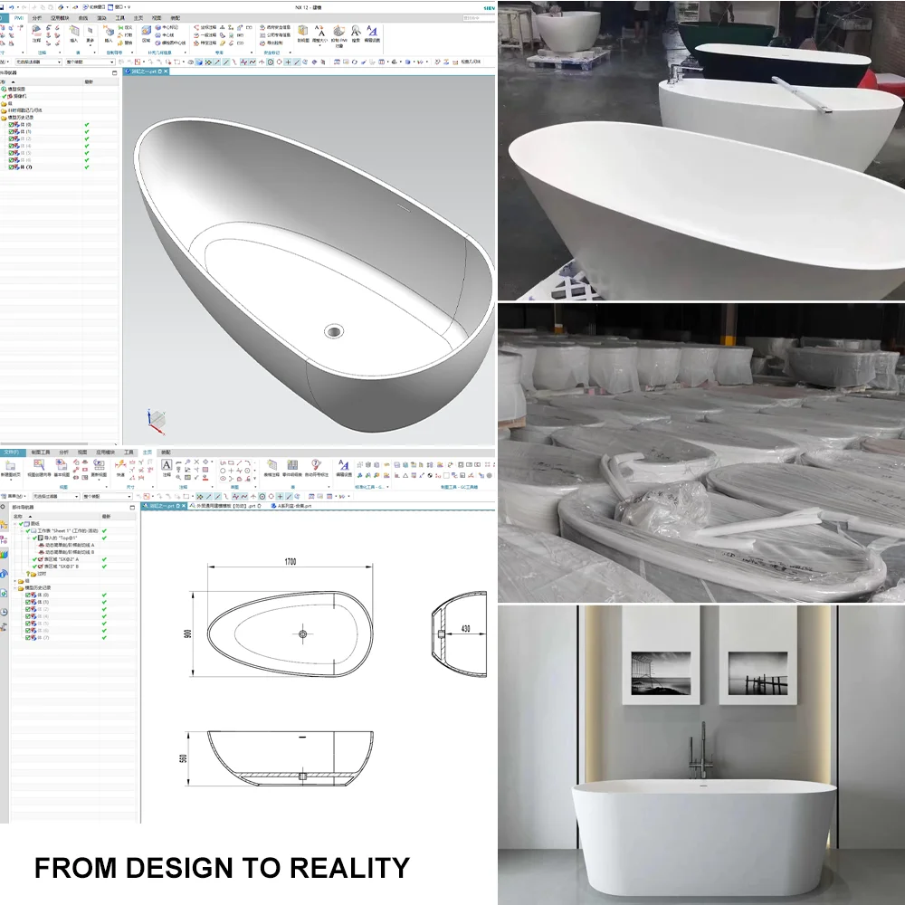 Ogrand Custom Luxury Bathroom Freestanding Faux Artificial White Marble Stone Acrylic Resin ...