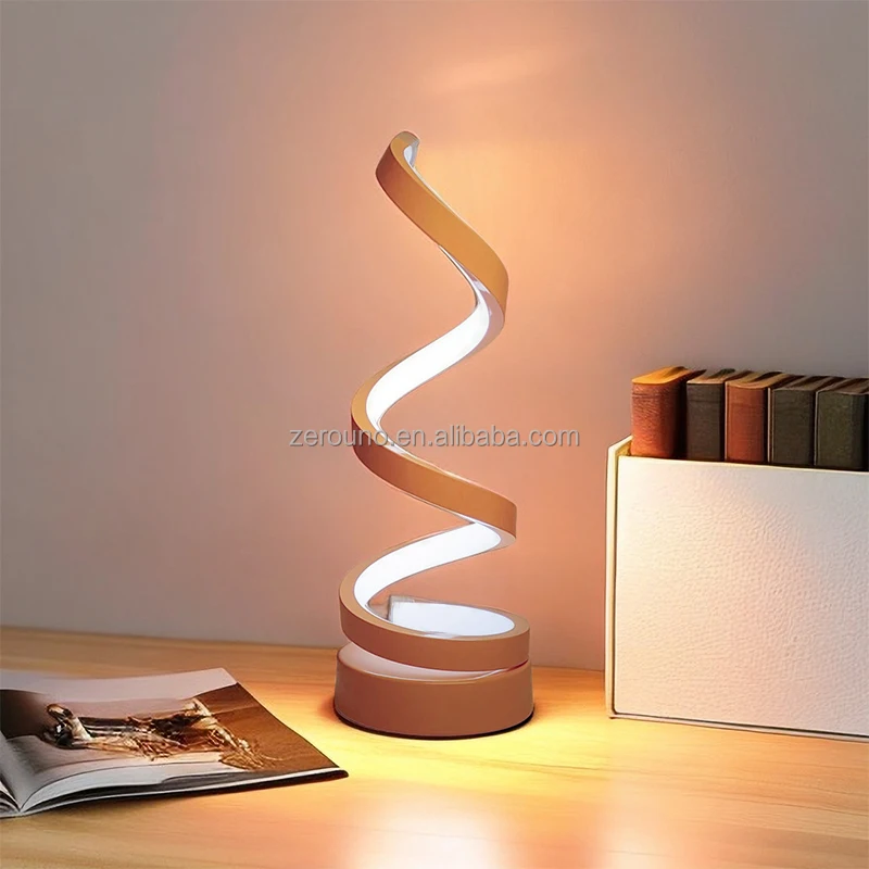 Modern Nordic Style Spiral Rgb Led Table Lamp Metallic Stepless ...
