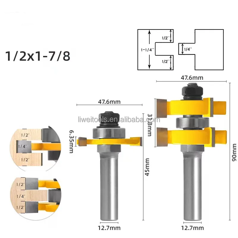 2pcs Tongue And Groove Router Bit Set Tenon Cutter Floor Wood Bits T ...
