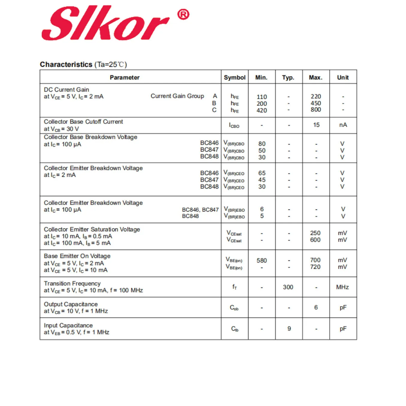 Bjt Npn V65 100ma 300mw Sot-23 Npn Silicon Epitaxial Planar Transistor ...