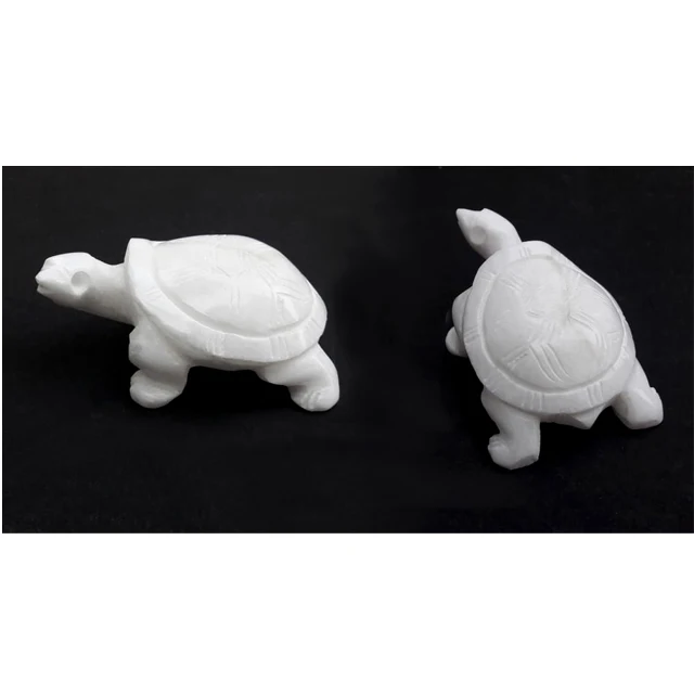 White Alabaster Stone Tortoise Hand Carved Decorative Turtle Small Size ...