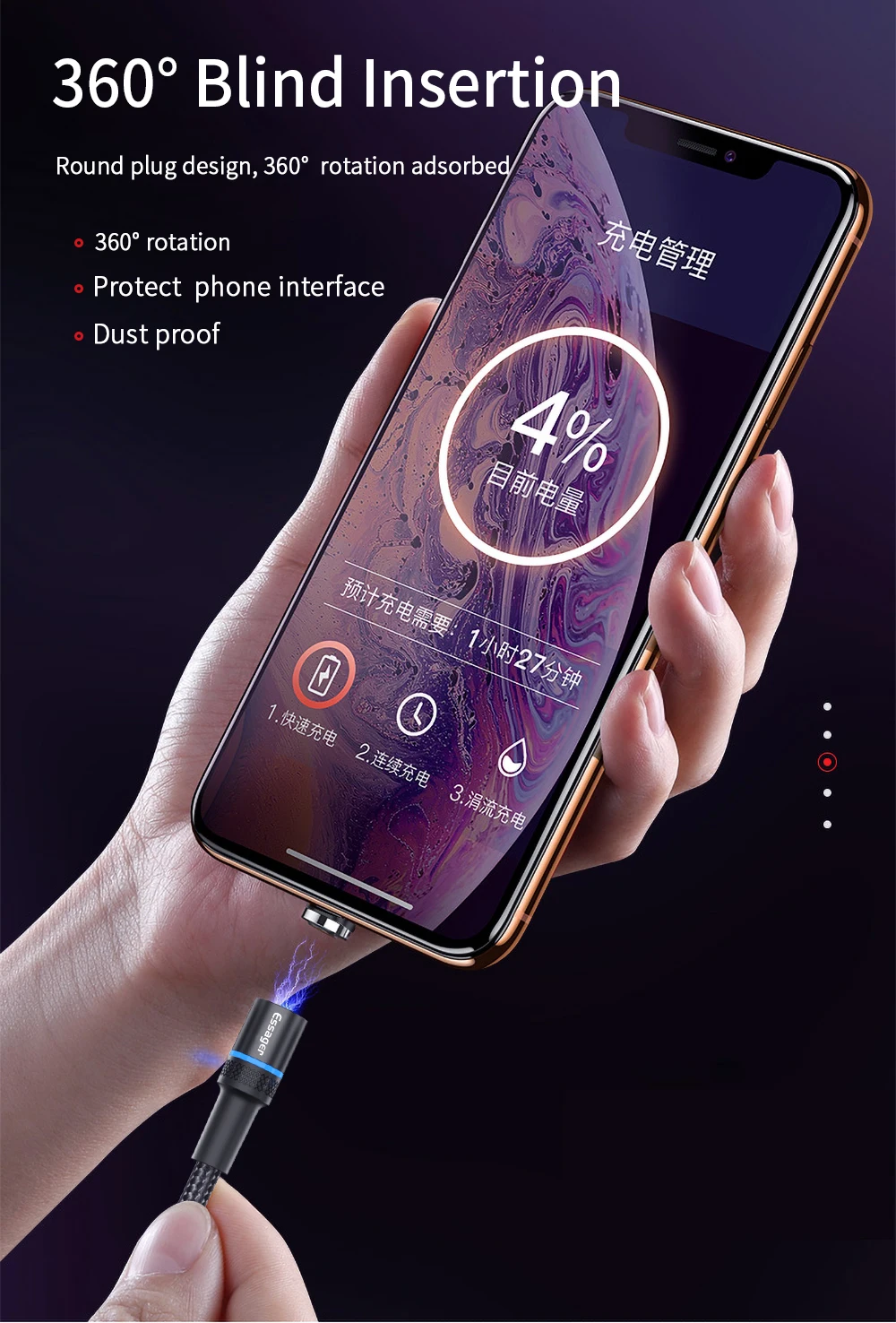 Essager 3 In 1 Magnetic Cable For Iphone Xiaomi Android Usb Type C ...