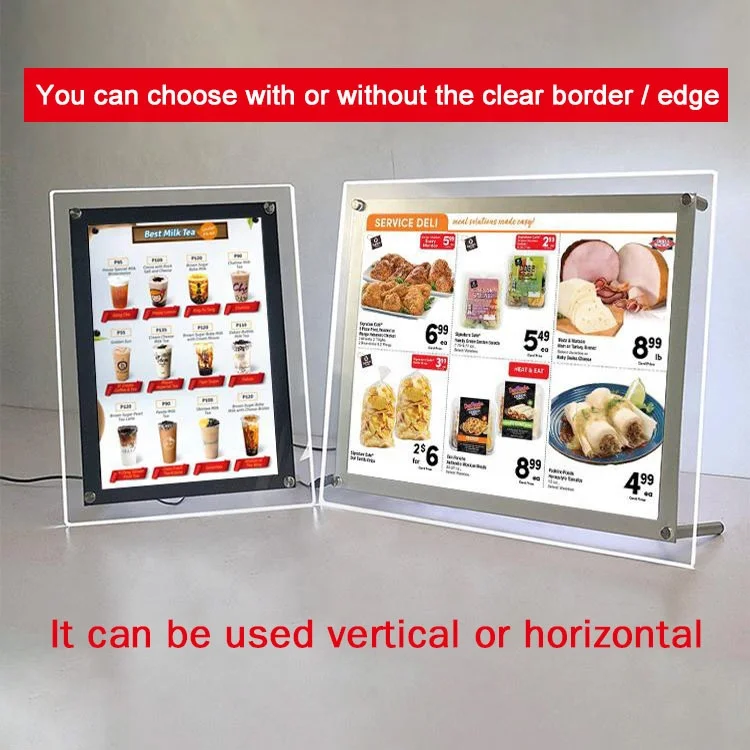 New Design Table Stand Led Acrylic Light Box Menu Board Food Display ...