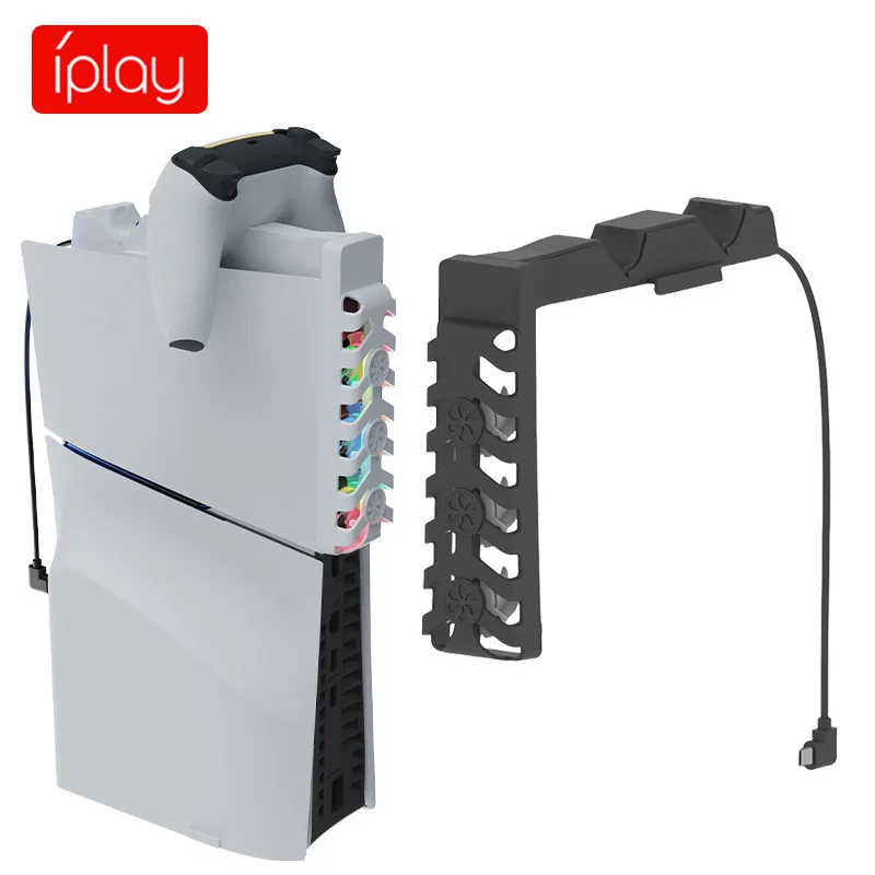 Ps5 Slim Console Rear Cooling Fan With Rgb Light Ps5 Gamepad Two-seater ...