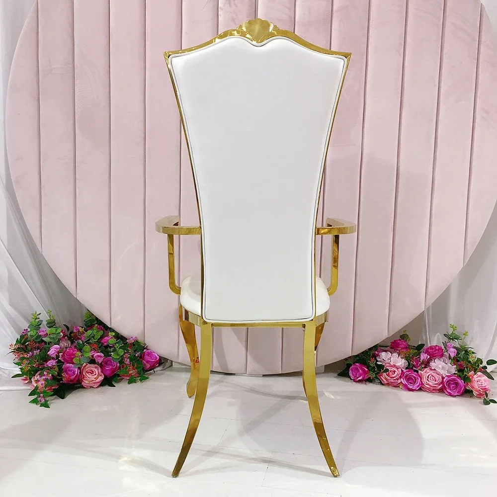 Luxury Gold Wedding Furniture Leather Chair Stainless Steel Armrest ...