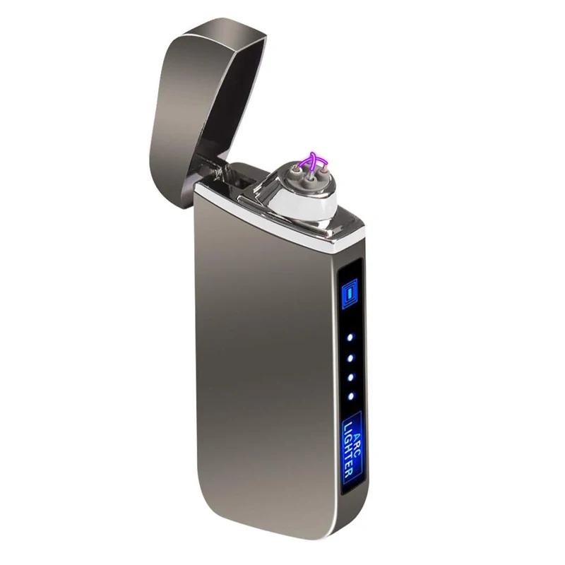 Windproof Metal Flameless Electric Lighter - Dual Arc USB