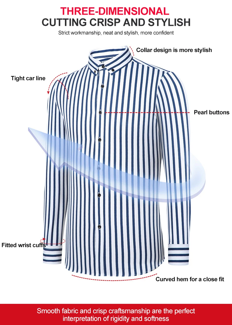 Business Casual Non-Ironing Men'S Clothing Slim Fit Polyester Fiber ...