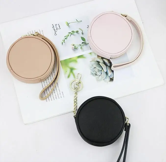 Designer Zipper Durable Genuine Keychain Small Round Coin Purse Bag ...