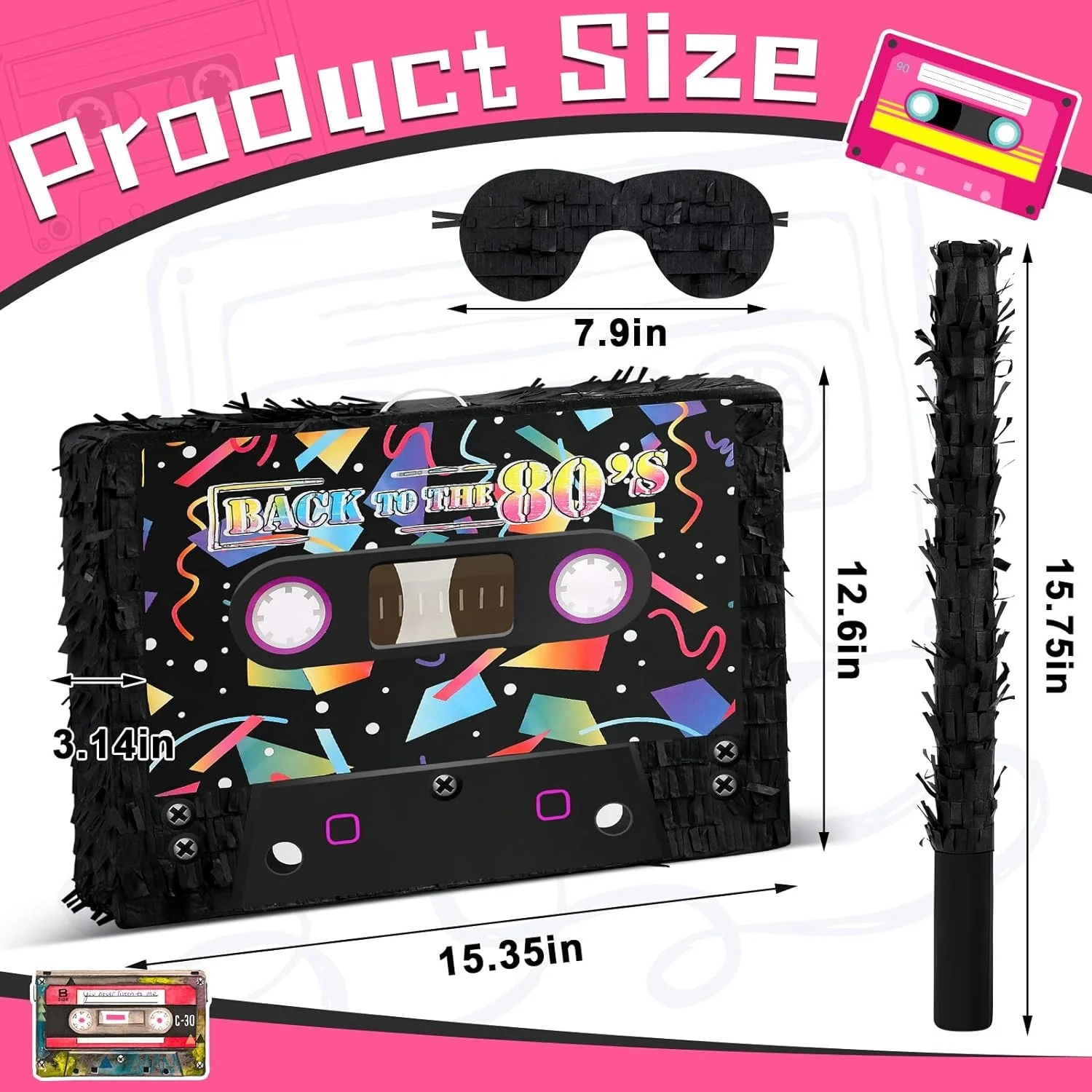 80s 90s Retro Pinata Cassette Tape Pinata Hip Hop Pinata With Bat ...