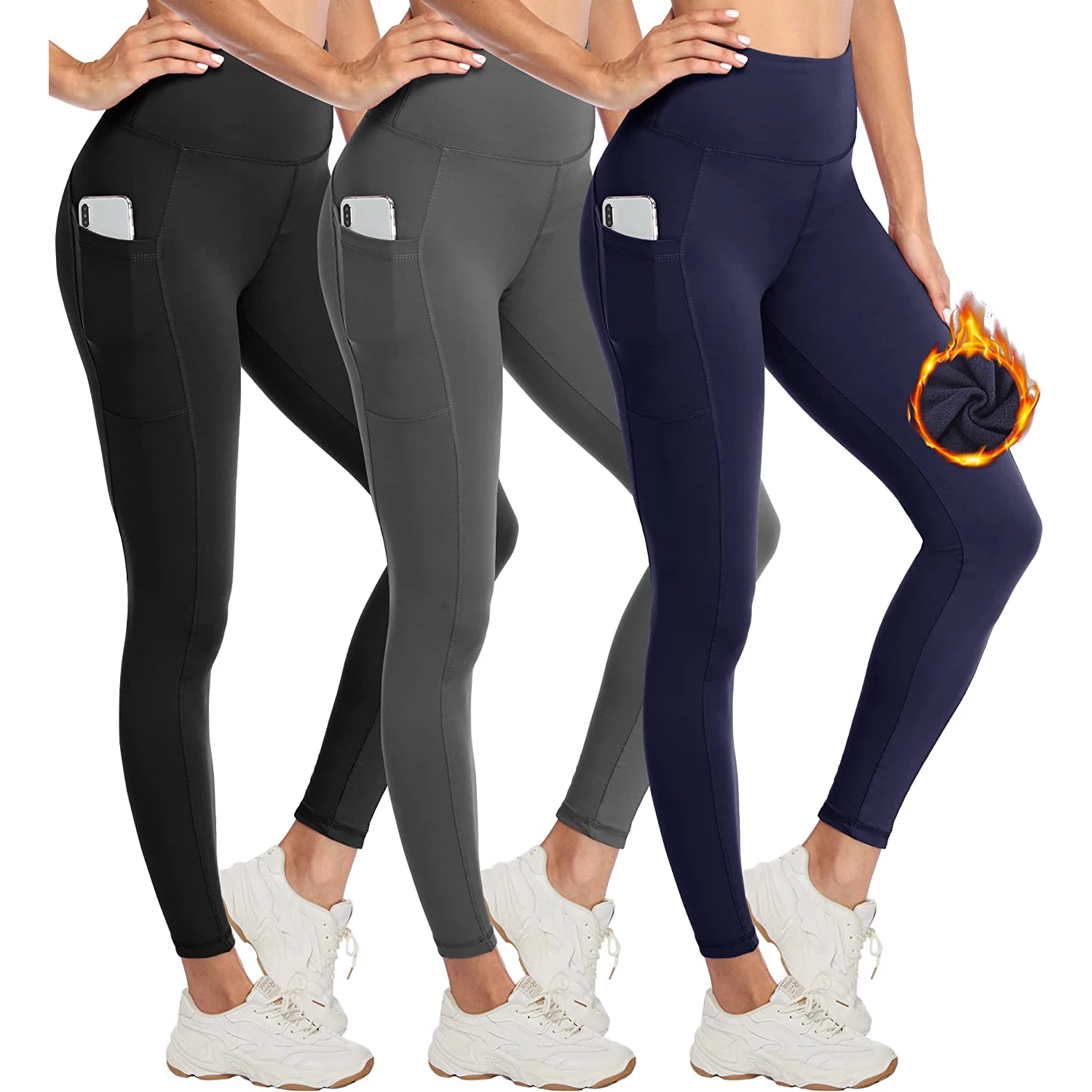 Warm Winter Leggings - High Waist Fleece-Lined Yoga Pants