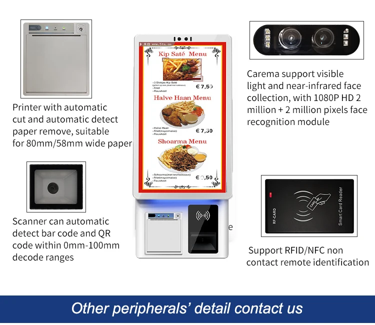 Crtly Grocery Store Counter Desk - 21.5 Inch Touch Monitor