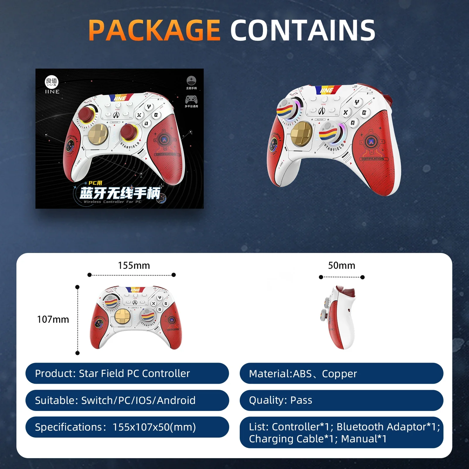 New Star-field Pc Controller Hall Effect Joystick & Nfc Amiibo With 2 ...