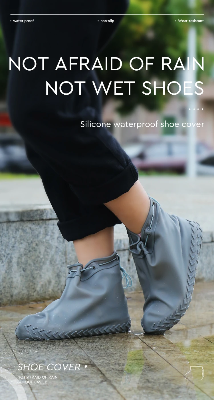 Waterproof Unisex Rain Shoe Covers Silicone Folding Protectors Rain ...