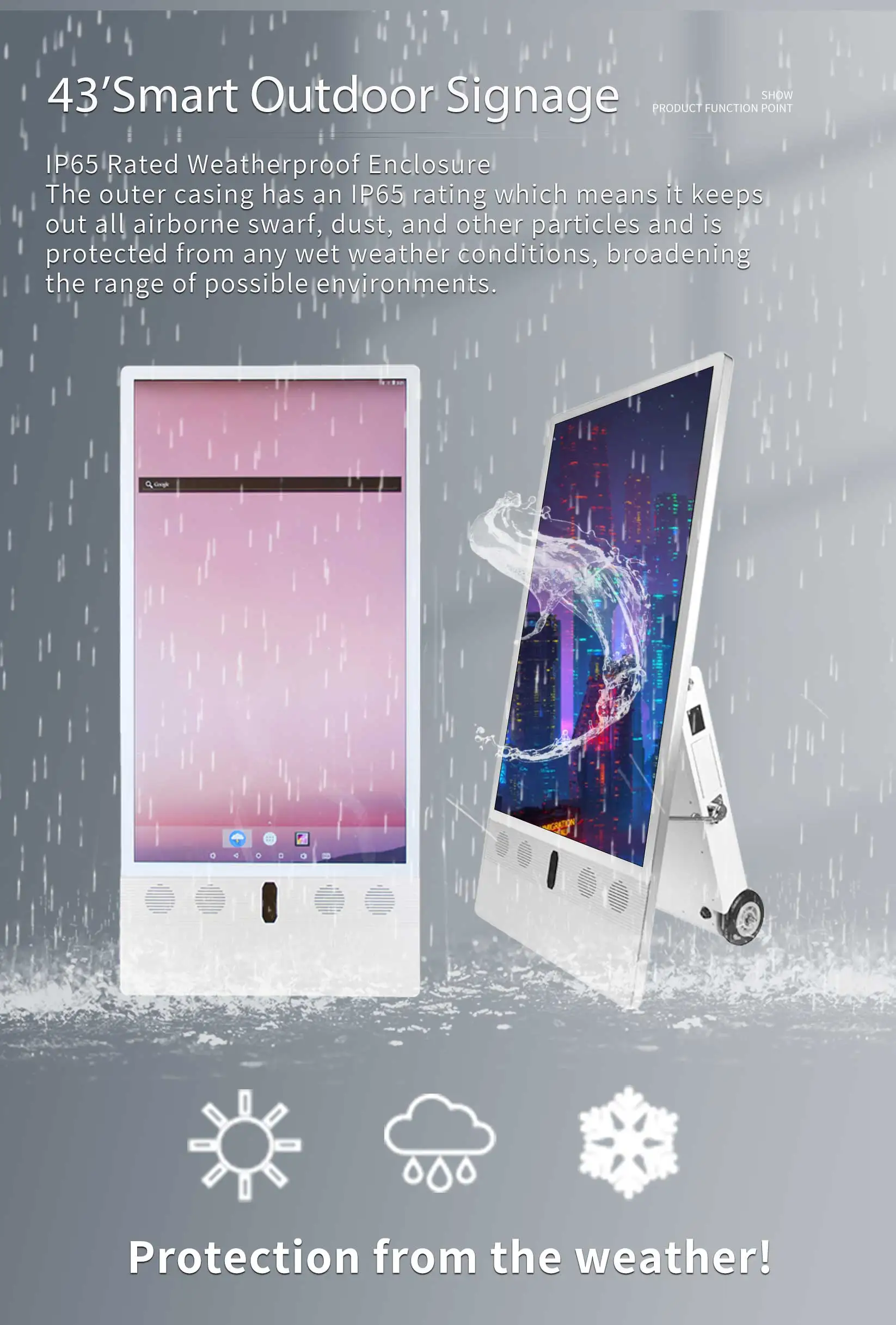 Movable Digital Poster Outdoor Touch LCD Portable with Wheels