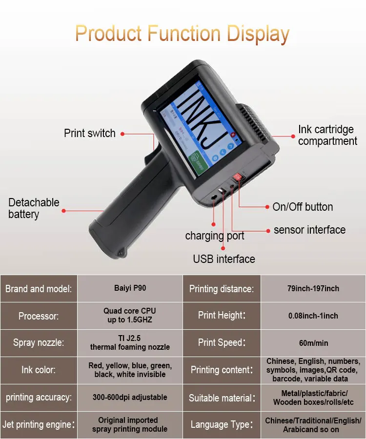 Faith Upgraded Handheld Inkjet Printer Gun - Portable & Versatile