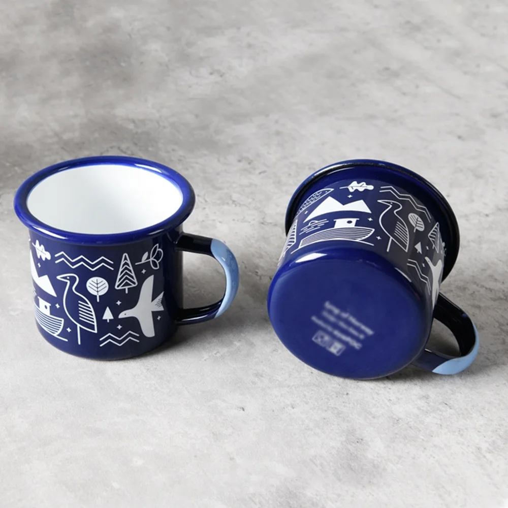 Customized Vintage Design White Enamel Mug Cafe School 500ml Enameled ...