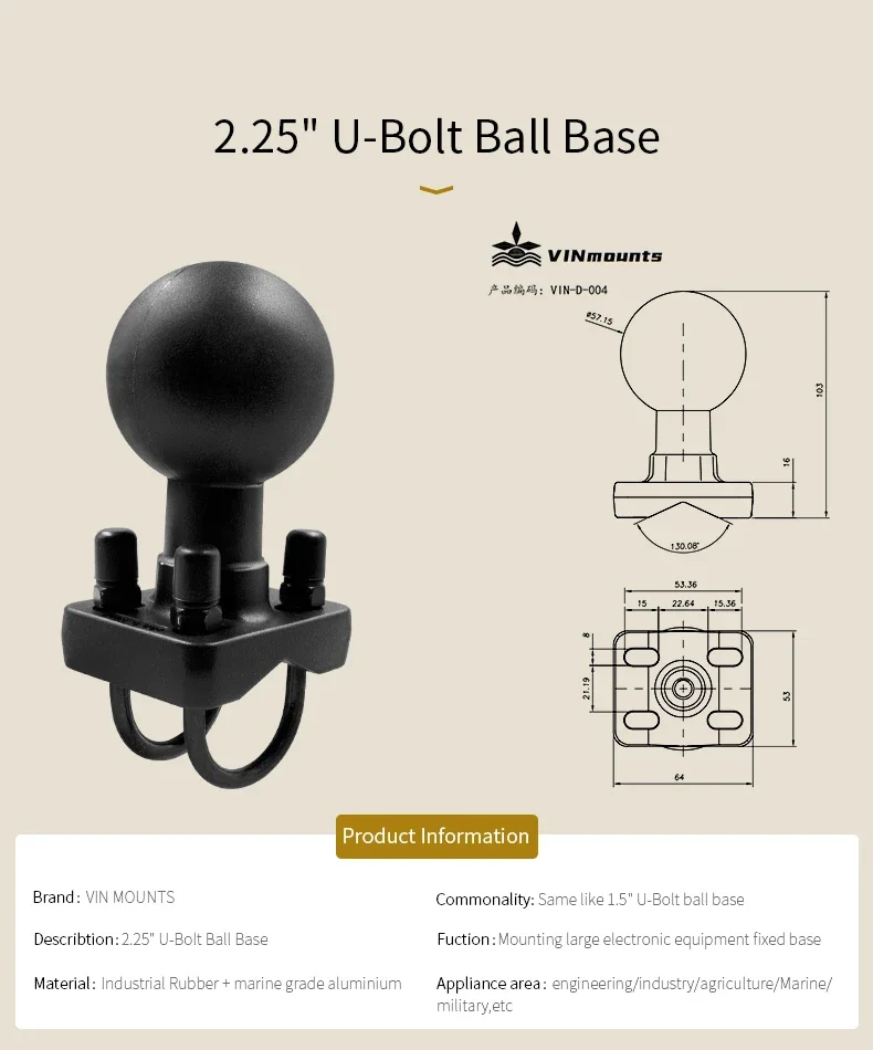 Stainless Steel Double U-Bolt Base for Industrial Brackets