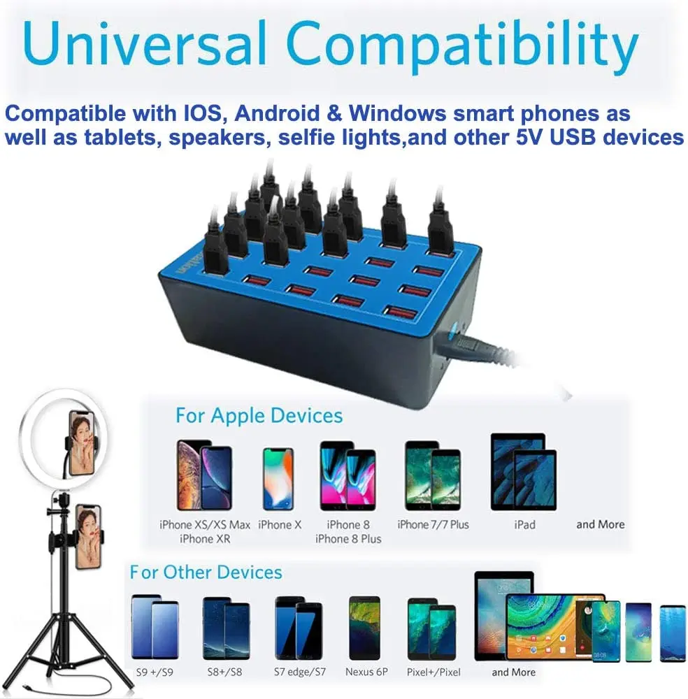 Ilepo 20 Port USB Hub - Fast Charging for Multiple Devices